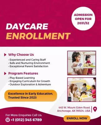Customizable Daycare Flyer Templates for Enrollment & Hiring