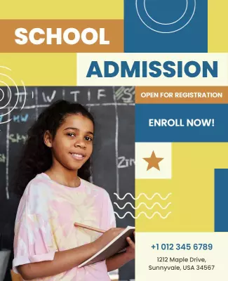 Admission Poster Templates - School Enrollment Designs
