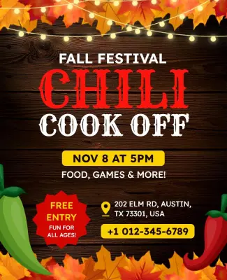 Chili Cook-Off Flyer Templates - Free & Editable Designs