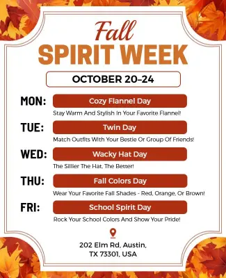 Spirit Week Flyer Templates for School Events and Theme Days