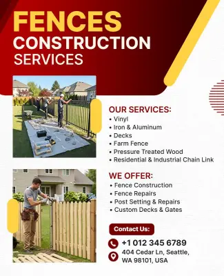 Free Printable Fencing Flyer Templates for Construction Companies
