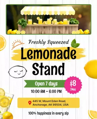 Customizable Lemonade Flyer Templates for Stands & Events