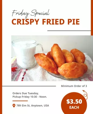 Free Pie Flyer Templates for Friday Specials & Meat Pie Sales