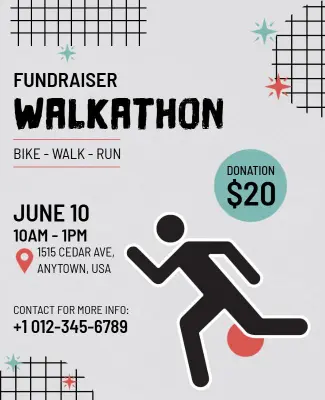 Walkathon Flyer Templates for Community Charity & Fundraisers