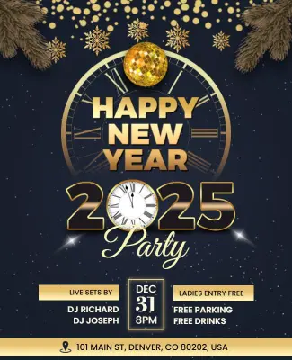 New Year Party Flyer Templates - Free Editable & Printable