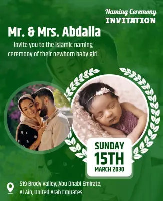 Printable Naming Ceremony Flyer Templates for Baby & Islamic