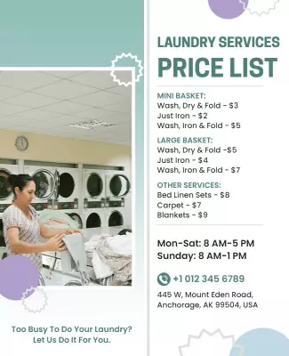 Free Laundry Flyer Templates for Price Lists & Mobile Services