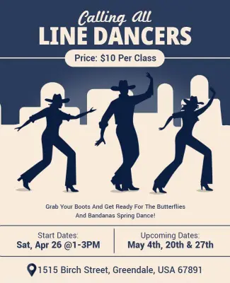 Customizable Line Dancing Flyer Templates for Lessons & Events