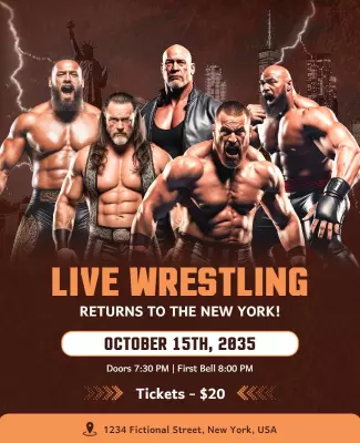 Editable Wrestling Flyer Templates for Competition & Pro Matches