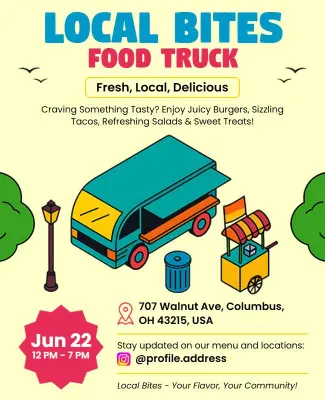 Customizable Food Truck Flyer Templates for Events & Menus