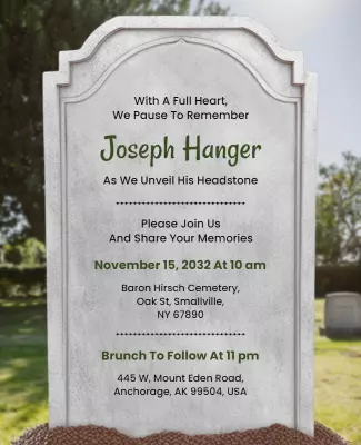 Customizable Tombstone Unveiling Flyer Templates for Memorials
