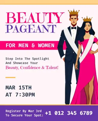 Editable Beauty Pageant Flyer Templates for Events & Auditions