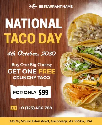 Customizable National Taco Day Flyer Templates for Events