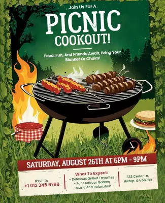 Cookout Flyer Templates – Editable & Printable | DesignWiz