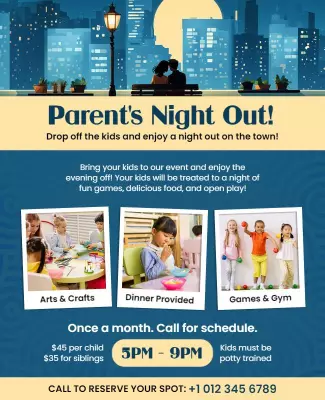 Parents Night Out Flyer Templates - Easy to Customize & Download