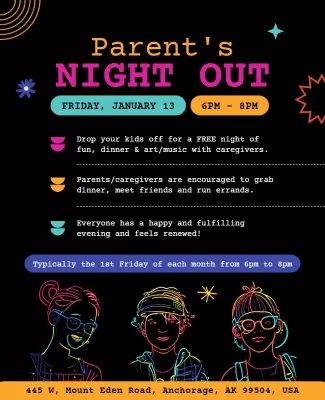Parents Night Out Flyer Templates - Easy to Customize & Download