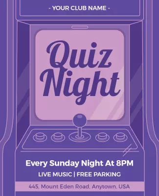 Quiz Night Poster Templates for Trivia and Event Promotions