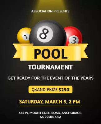 Pool Tournament Flyer Templates for 8-Ball and 9-Ball