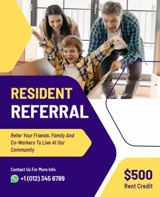 Printable Resident Referral Flyer Templates for Apartments