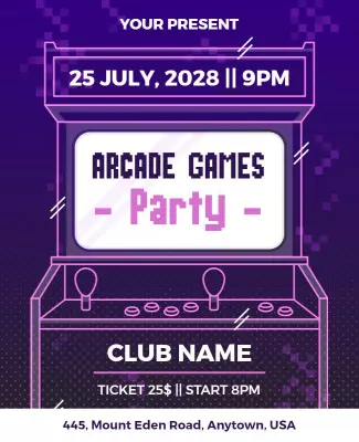 Customizable Arcade Flyer Templates for Parties & Game Nights