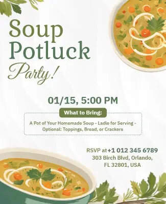 Customizable Potluck Flyer Templates for Soup Parties & Offices