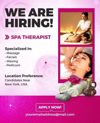 Customizable Spa Flyer Templates for Promotions & Hiring