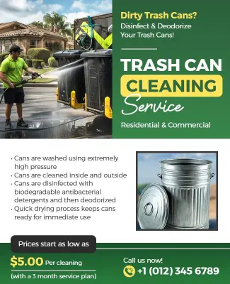Editable Trash Can Cleaning Flyer Templates for Services & Removal