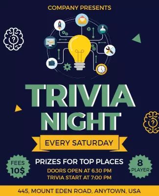 Trivia Flyer Templates | Free to Edit and Download