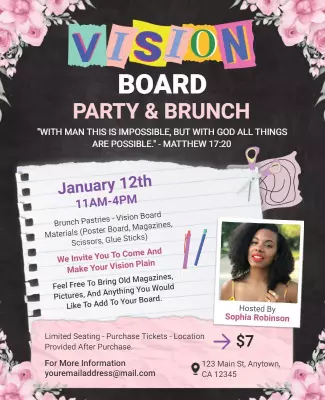 Free Vision Board Party Flyer Templates for Goals & Events