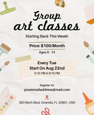 Customizable Art Classes Flyer Templates for Kids & Beginners
